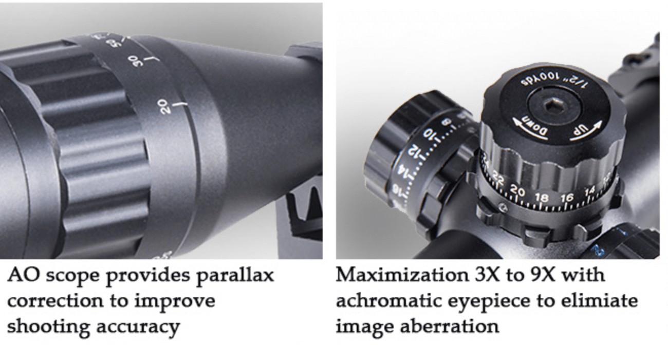 Pinty 3-9X40 Rifle Scope AO Red Green Blue Illuminated Mil Dot with ...